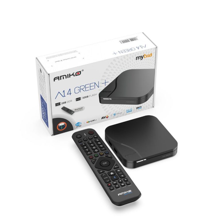 Amiko A14 Green+ Plus Android IPTV Box - BT Remote - FlyPi